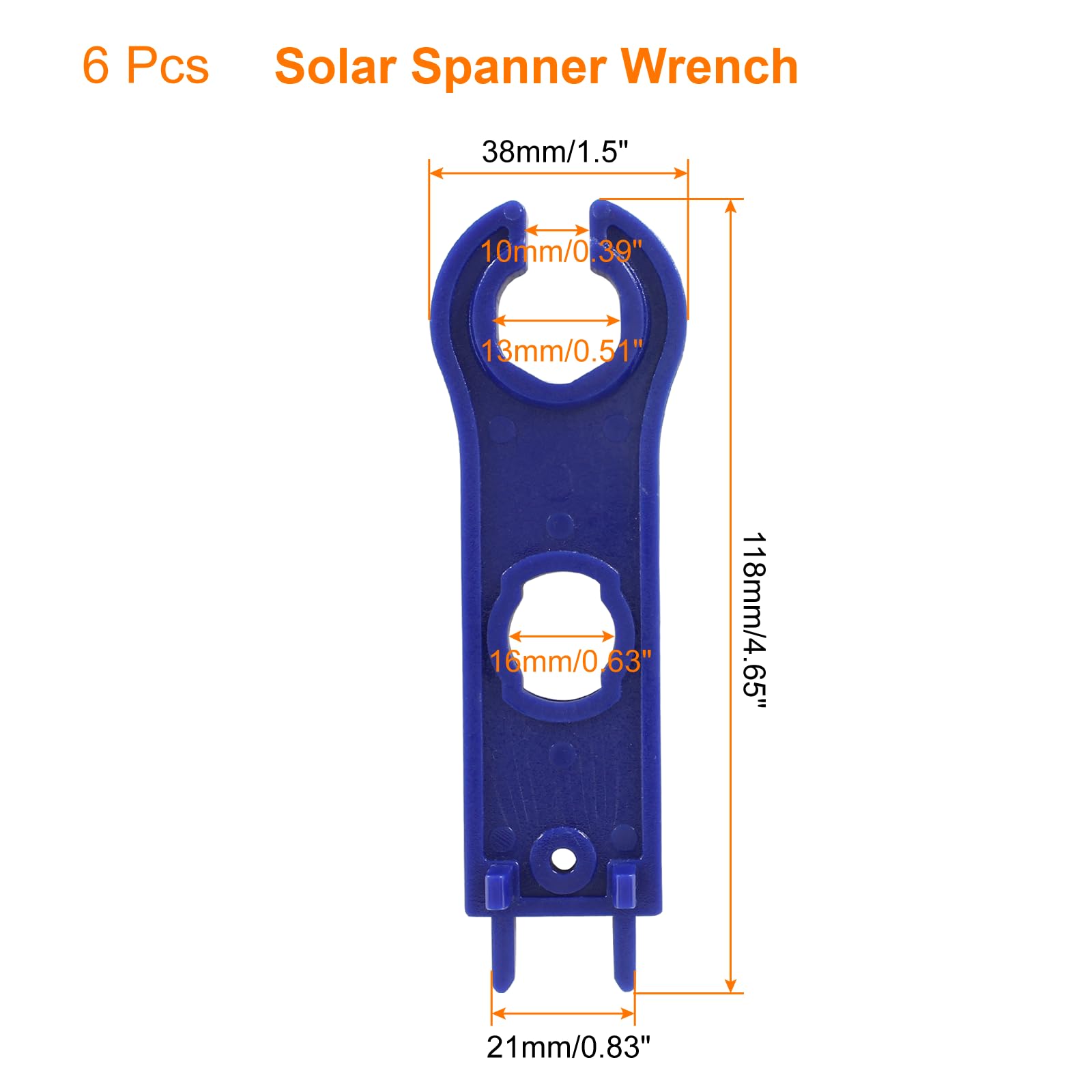 Biaungdo 6 Pcs Solar Spanner Wrench, Blue Solar Connector Tool Assembly and Removal Tool Spanner Wrenches Crimping Tool for MC4 Connectors, Solar PV System Extension Cable Wire Kit