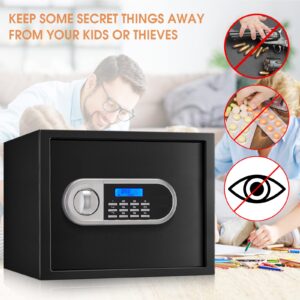 1.0 Cubic Feet Home Safe Fireproof Waterproof, Digital Home Security Safe Box with Programmable Keypad and Removable Shelf, for Documents, Jewelry, Valuables, Black (9.8"W x 13.7"D x 9.8"H)