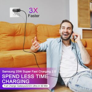 Samsung Super Fast Charger,3 Pack Type C 25W USB C Wall Charger Fast Charging with 10FT Long Type C to C Cable for Samsung Galaxy S24 Ultra/S24/S24+/S23 Ultra/S23+/S23/S22/S22+/S22 Ultra/Z Fold 3