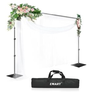 emart heavy duty backdrop stand 8.5x10ft(hxw) adjustable background support system kit with steel base for photography, photo backdrop stand for parties birthday video studio - black