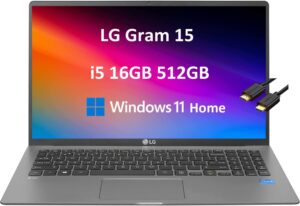 lg gram 15 15z95n ultra lightweight 15.6" fhd (intel i5-1135g7(beat i7-1065g7), 16gb ram, 512gb ssd,uhd graphics) military grade business laptop, 21hr battery, backlit kb, webcam, windows 11 home