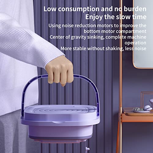 Portable Washing Machine, 8L High Capacity Mini Washer with 3 Modes Deep Cleaning Half Automatic Washt, Foldable Washing Machine with Soft Spin Dry for Socks, Baby Clothes, Towels, Delicate Items (Purple)