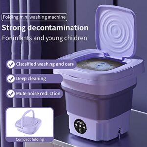 Portable Washing Machine, 8L High Capacity Mini Washer with 3 Modes Deep Cleaning Half Automatic Washt, Foldable Washing Machine with Soft Spin Dry for Socks, Baby Clothes, Towels, Delicate Items (Purple)