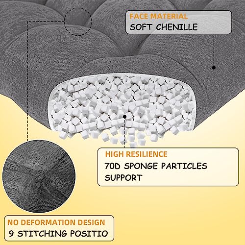 Millsilo Floor Pillow, Large Floor Cushions, Square Floor Cushion Seating for Adults Kids, Tufted Thick Meditation Cushion for Yoga Living Room Tatami Fireplace Outdoor Floor, 22x22x4 Inch, Gray