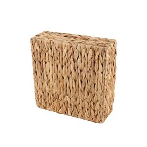 YRMT Water Hyacinth Baskets Set 3 Woven Square Basket for Storage Organizing Decorative Handmade Wicker Basket for Pantry Shelf Cabinet Small 12" x 12" x 4"