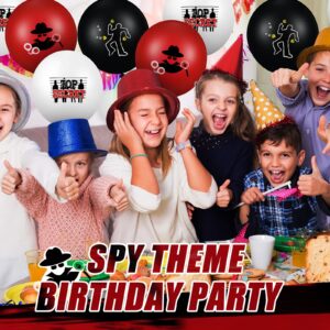 Liliful 60 Pcs Top Secret Spy Theme Balloon Detective Party Decoration Balloons Latex Red and Black Balloons Agent Spy Party Balloons for Themed Birthday Party Decorations Supplies