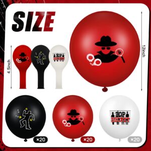 Liliful 60 Pcs Top Secret Spy Theme Balloon Detective Party Decoration Balloons Latex Red and Black Balloons Agent Spy Party Balloons for Themed Birthday Party Decorations Supplies