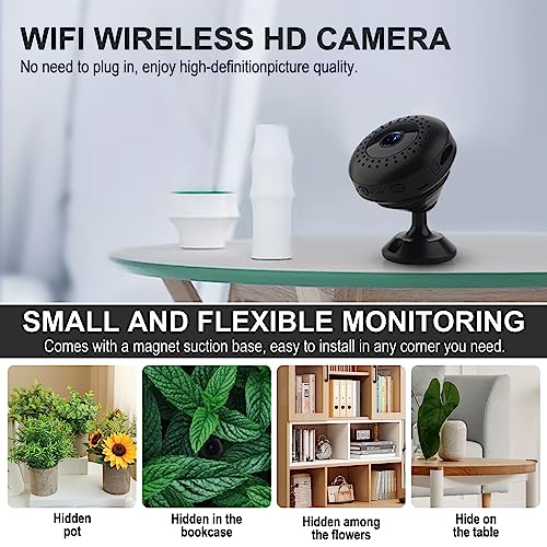 LCYATCE Wireless Camera Mini Hidden WiFi Spy Camera Portable Small Nanny Cam with Night Vision and Motion Detection HD 1080P Cam Surveillance Cameras for Home Security Indoor/Outdoor