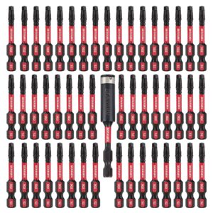 geinxurn impact tough #2 square 2 in. insert driver bits,50pack sq2 screwdriver bits set 2”long with 1pcs impact bit holder,bulk