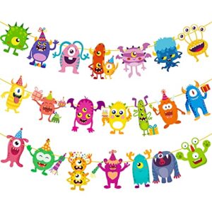 2pcs little monster banner decorations monster party supplies little monster theme birthday party banner monster garland decorations for monster themed birthday party baby shower party supplies