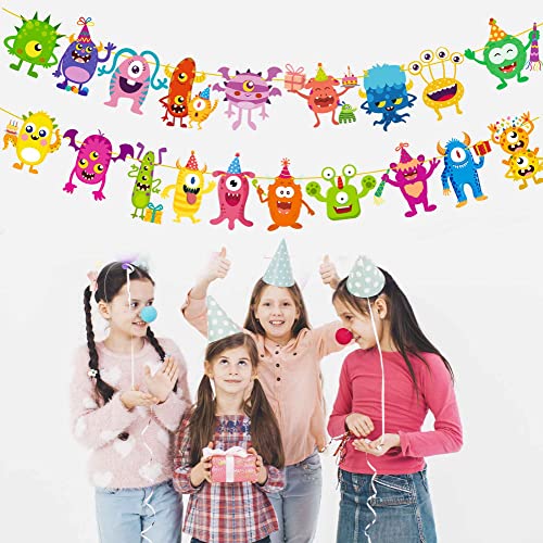 2pcs Little Monster Banner Decorations Monster Party Supplies Little Monster Theme Birthday Party Banner Monster Garland Decorations for Monster Themed Birthday Party Baby Shower Party Supplies