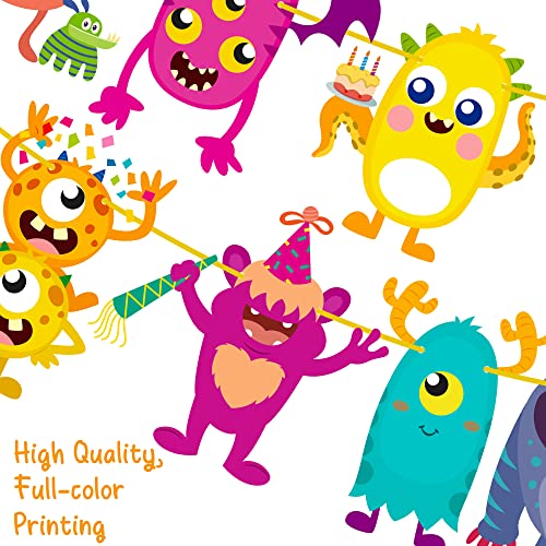 2pcs Little Monster Banner Decorations Monster Party Supplies Little Monster Theme Birthday Party Banner Monster Garland Decorations for Monster Themed Birthday Party Baby Shower Party Supplies