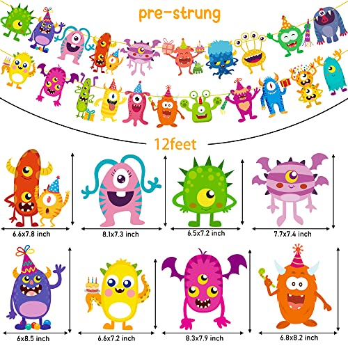 2pcs Little Monster Banner Decorations Monster Party Supplies Little Monster Theme Birthday Party Banner Monster Garland Decorations for Monster Themed Birthday Party Baby Shower Party Supplies