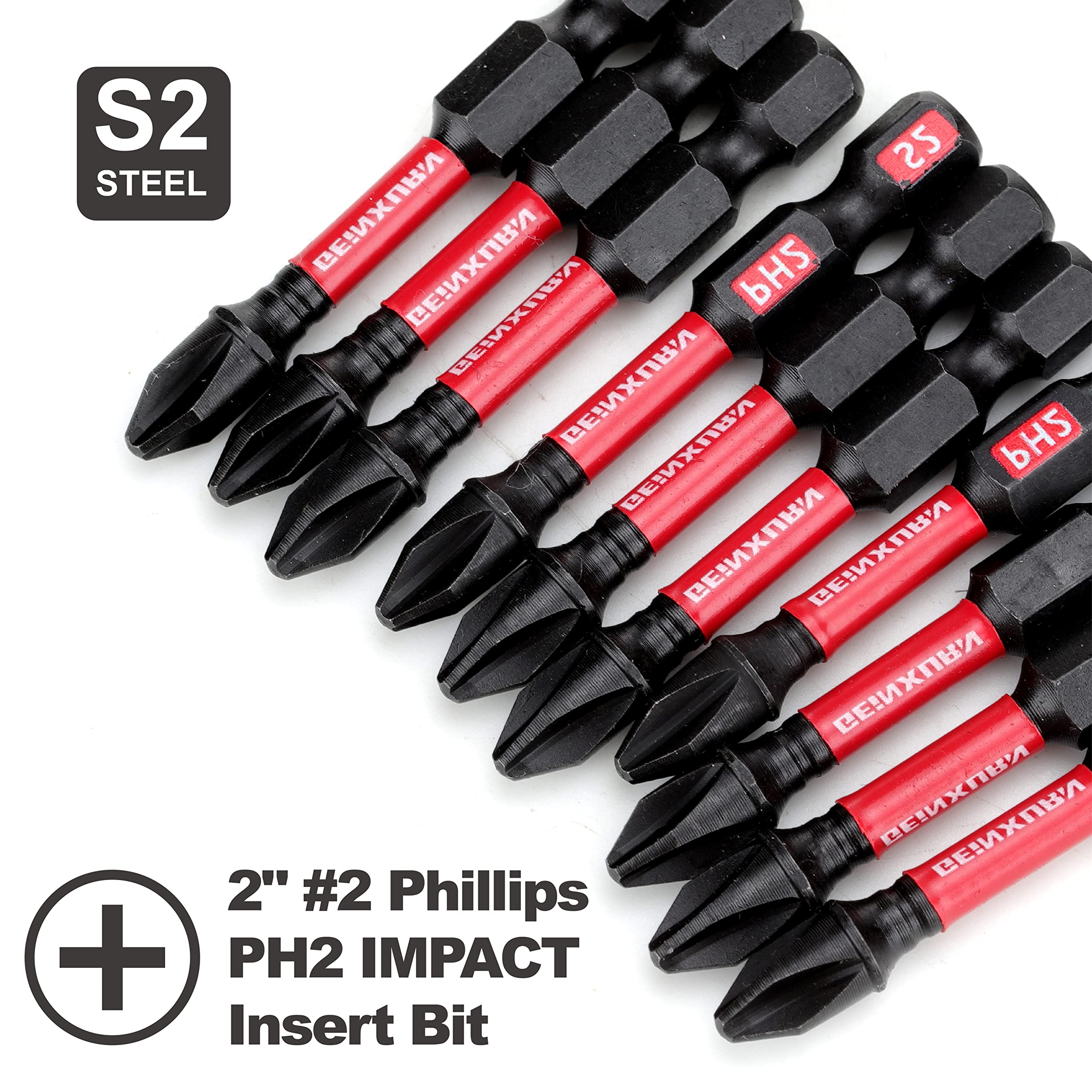 Geinxurn Impact Tough #2 Phillips 2 in. Insert Driver Bits,50Pack PH2 Screwdriver Bits Set with 1Pcs Impact Bit Holder,Bulk