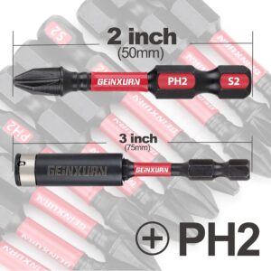 Geinxurn Impact Tough #2 Phillips 2 in. Insert Driver Bits,50Pack PH2 Screwdriver Bits Set with 1Pcs Impact Bit Holder,Bulk