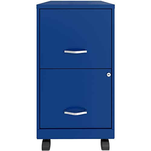 Pemberly Row 18" 2-Drawer Metal Mobile Smart Vertical File Cabinet in Blue