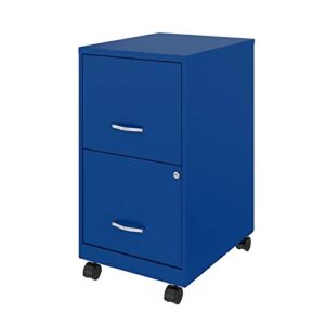 Pemberly Row 18" 2-Drawer Metal Mobile Smart Vertical File Cabinet in Blue