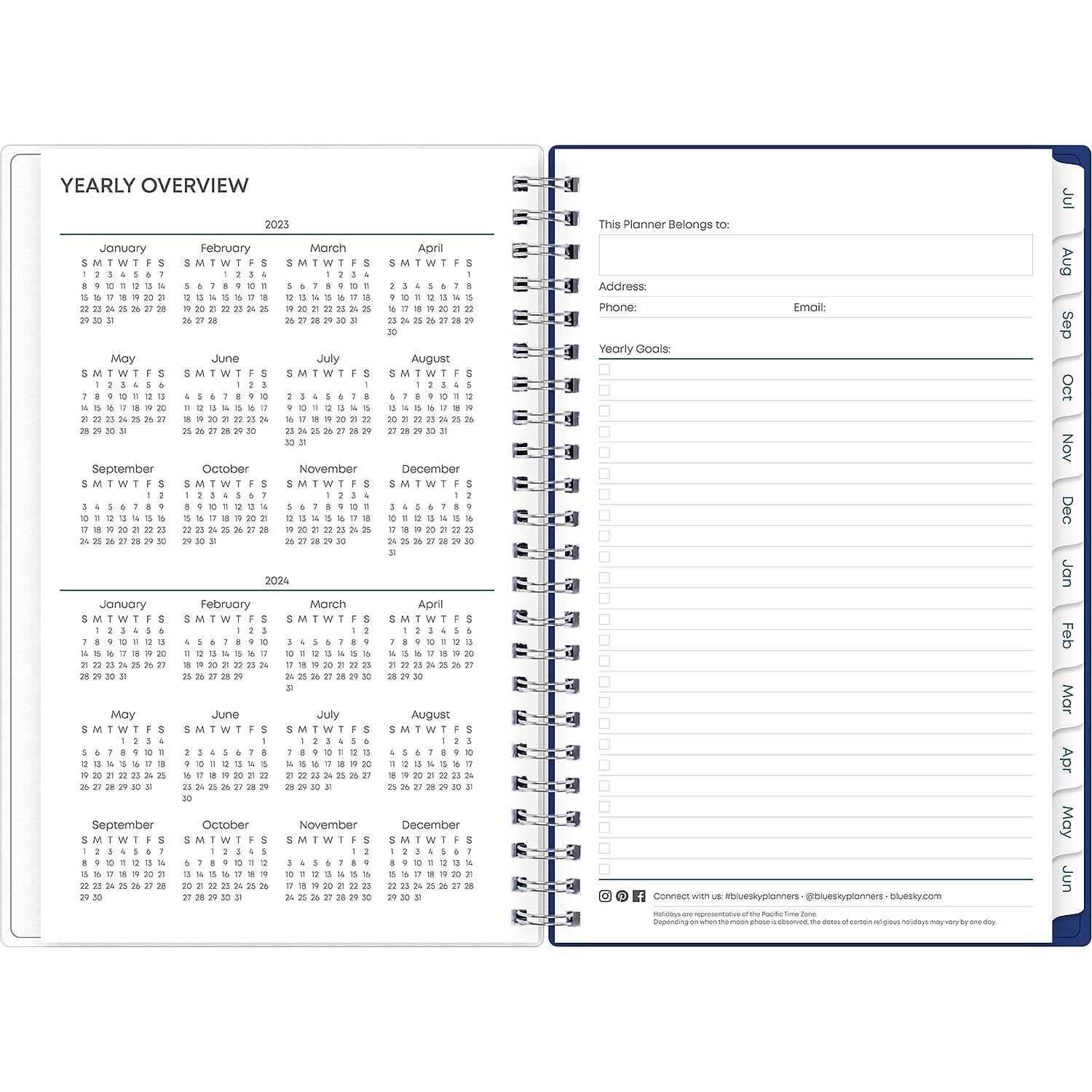 2023-2024 Blue Sky Chanson 5-inch x 8-inch Academic Weekly & Monthly Planner, Blue (128694-A24)