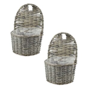 auldhome wall pocket baskets (2-pack, gray washed); hanging flower door baskets