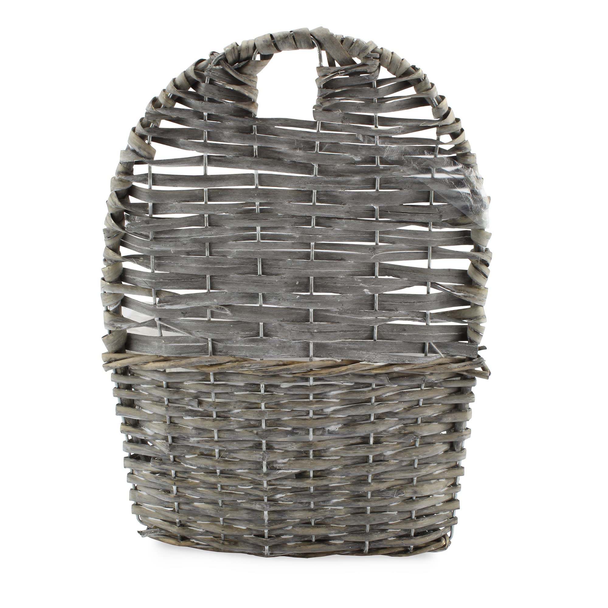 AuldHome Wall Pocket Baskets (2-Pack, Gray Washed); Hanging Flower Door Baskets