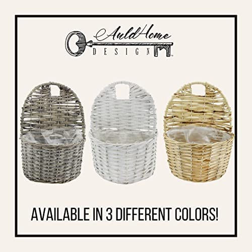 AuldHome Wall Pocket Baskets (2-Pack, Gray Washed); Hanging Flower Door Baskets