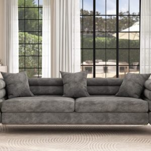 AMERLIFE Loveseat Sofa, 2 Seater Couch- Deep Seat Sofa Couch, Comfy Sofa for Living Room- Grey Couch