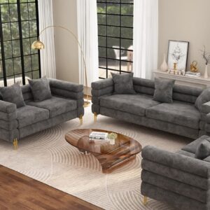 AMERLIFE Loveseat Sofa, 2 Seater Couch- Deep Seat Sofa Couch, Comfy Sofa for Living Room- Grey Couch