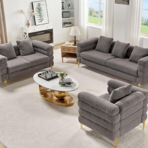 AMERLIFE Loveseat Sofa, 2 Seater Couch- Deep Seat Sofa Couch, Comfy Sofa for Living Room- Grey Couch