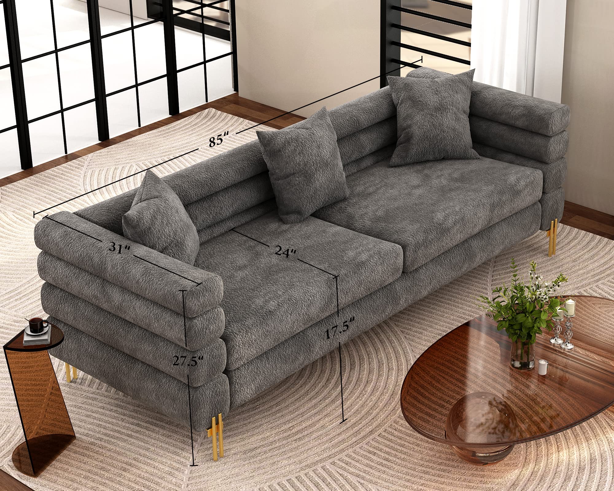 AMERLIFE Loveseat Sofa, 2 Seater Couch- Deep Seat Sofa Couch, Comfy Sofa for Living Room- Grey Couch