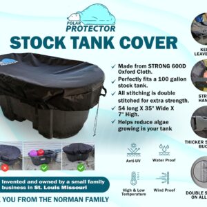 Polar Protector - 100 Gallon Oval Stock Tank Cover Ice Water Therapy Ice Bath Cover Cold Water Cover 100 Gallon Oval Stock Tank Waterproof Rip Proof Tough Keeps Tanks Clean