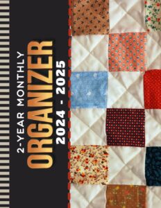 2-year monthly organizer 2024-2025: 8.5x11 large dated monthly schedule with 100 blank college-ruled paper combo / 24-month life organizing gift / colorful patchwork quilt - rustic art decor cover