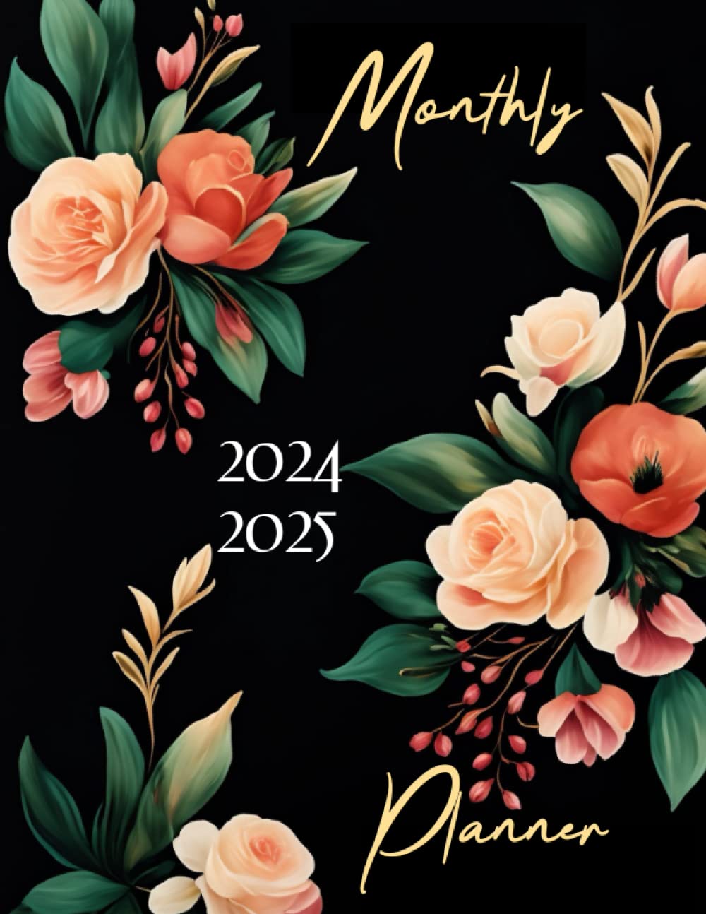 2024-2025 Monthly Planner: Achieve Your Goals with Our Clear and Easy-to-Read Large Floral Two 2 Year Agenda Organizer