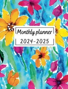 monthly planner 2024-2025: two year monthly planner (january 2024 to december 2025), monthly calendar and organizer with federal holidays & inspirational quotes (pretty watercolor flower cover)