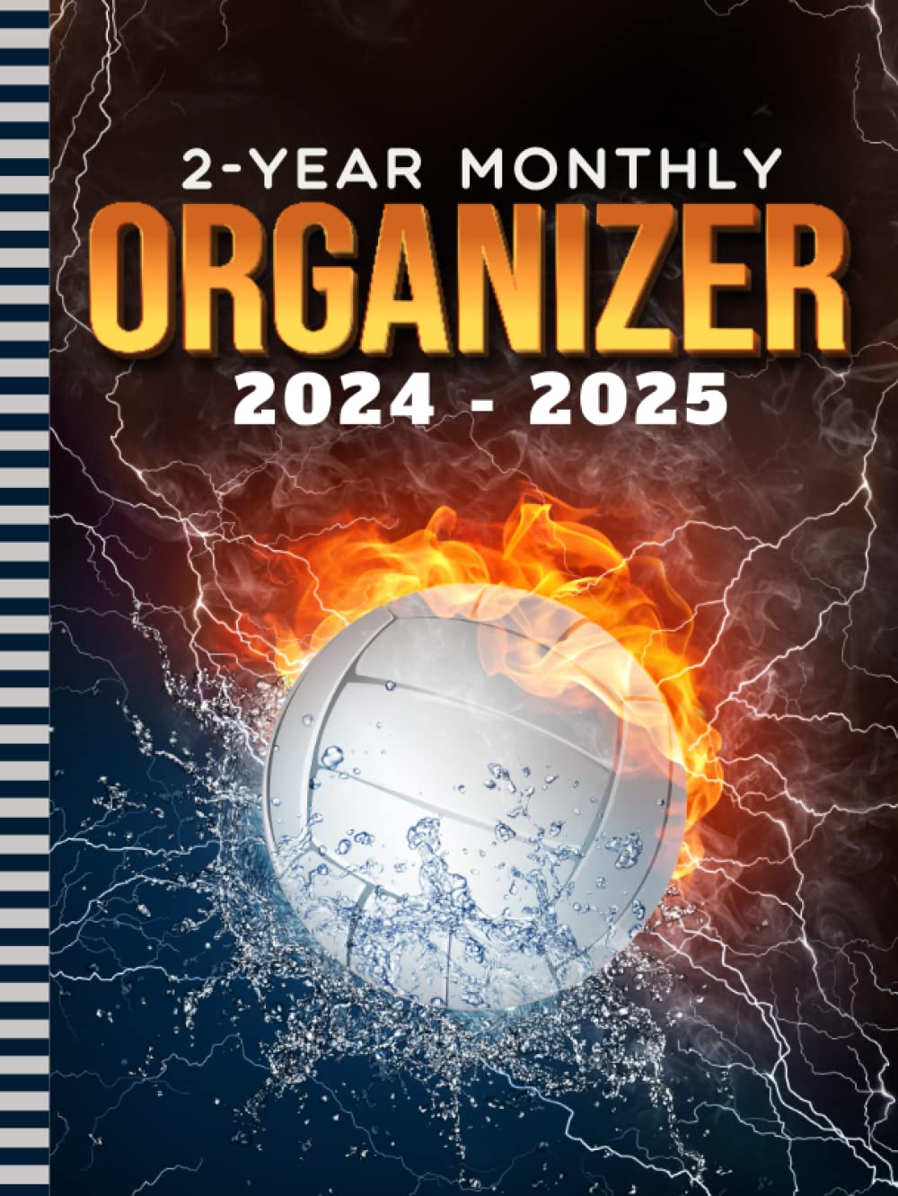 2-Year Monthly Organizer 2024-2025: Hardcover / 8.5x11 Large Dated Monthly Schedule With 100 Blank College-Ruled Paper Combo / 24-Month Life Organizing Gift / Volleyball Theme Art Cover