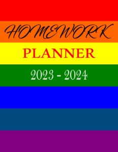 homework planner 2023-2024: assignment planner 2023-2024 academic year for elementary, middle, high school & college student | large size | rainbow cover design