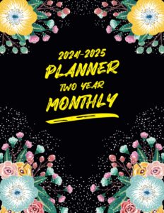 two year 2024-2025 monthly planner: floral cover ,two year calendar with federal holidays and celebrations, january 2024 to december 2025.