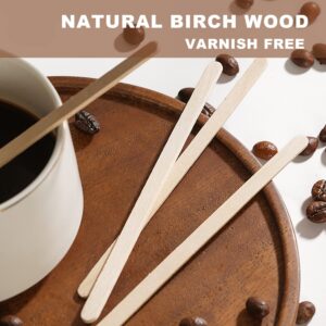 100pcs Wood Coffee Stirrer Sticks, 5.5 Inch Wooden Swizzle Stick Beverage Mixer, Eco Friendly Long Stirrer Stir Sticks for Mixing Cocktail Hot Chocolate Drinking Tea