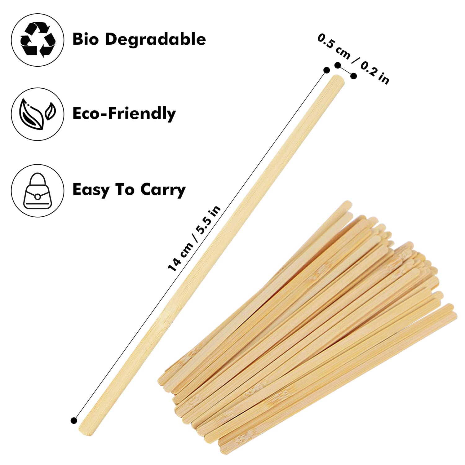 100pcs Wood Coffee Stirrer Sticks, 5.5 Inch Wooden Swizzle Stick Beverage Mixer, Eco Friendly Long Stirrer Stir Sticks for Mixing Cocktail Hot Chocolate Drinking Tea