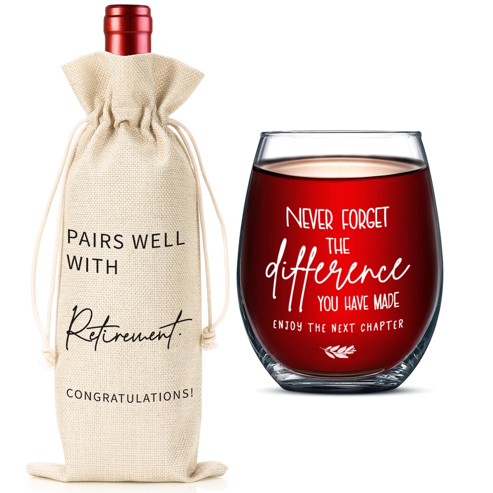 YUEYUQIU Retirement Gifts for Women Men, Retirement Gifts for Her Him Friends Colleague Teachers Boss Retirement Wine Bag Glass, Pairs Well with Retirement