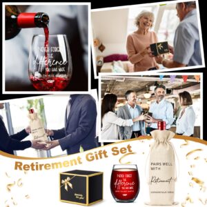 YUEYUQIU Retirement Gifts for Women Men, Retirement Gifts for Her Him Friends Colleague Teachers Boss Retirement Wine Bag Glass, Pairs Well with Retirement