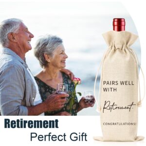 YUEYUQIU Retirement Gifts for Women Men, Retirement Gifts for Her Him Friends Colleague Teachers Boss Retirement Wine Bag Glass, Pairs Well with Retirement