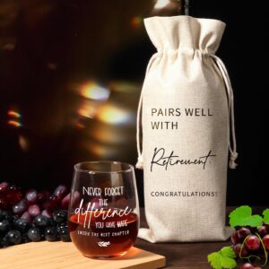 YUEYUQIU Retirement Gifts for Women Men, Retirement Gifts for Her Him Friends Colleague Teachers Boss Retirement Wine Bag Glass, Pairs Well with Retirement