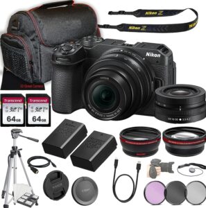 nikon z30 mirrorless camera w/nikkor z dx 16-50mm f/3.5-6.3 vr lens + 128gb memory + case + tripod + 3 piece filter kit + more (30pc bundle)