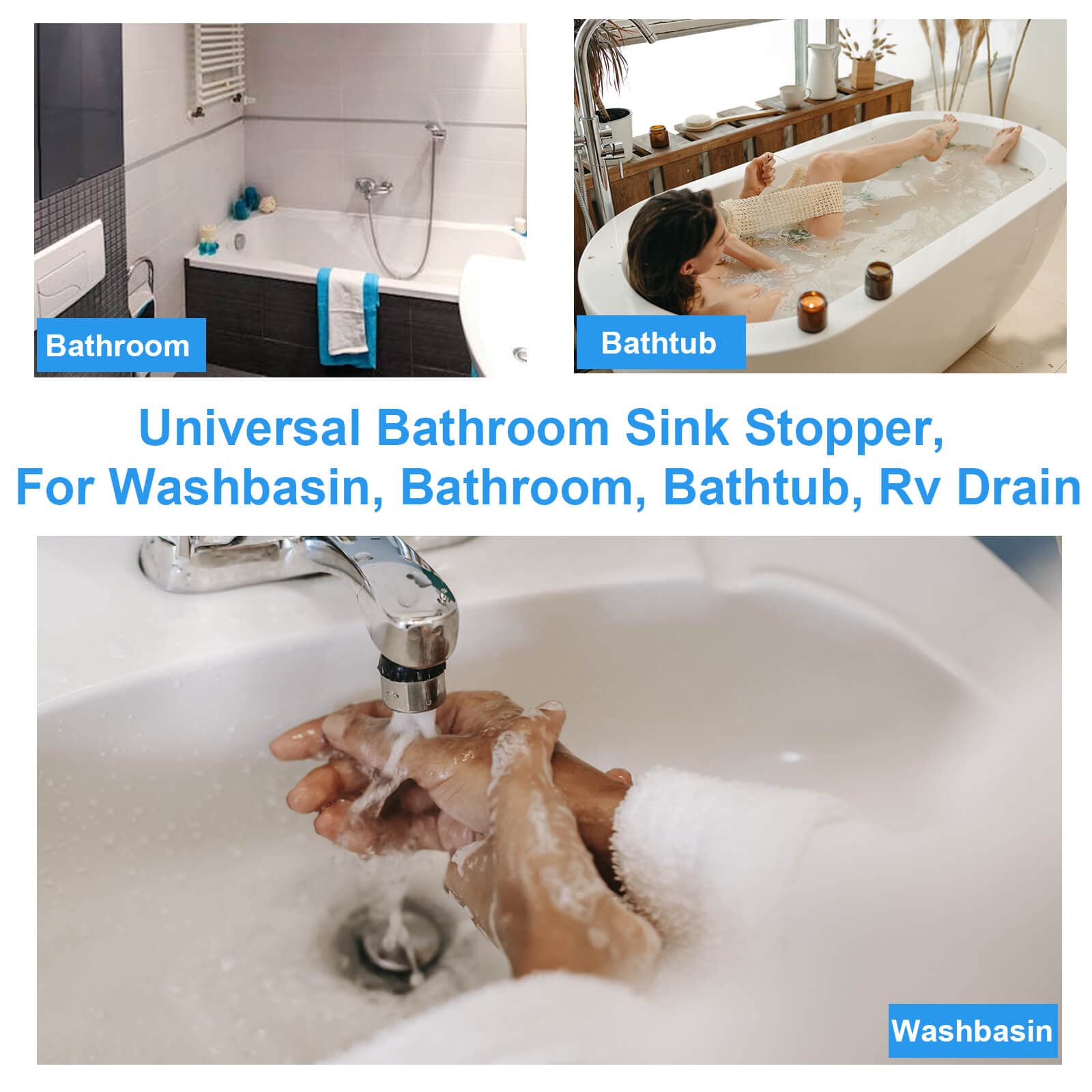 【Pack of 2】 Bathroom Sink Stopper, Plug with Sink Filter and Hair Catcher, Universal Pop Up Drain Stopper for 1.1-1.5 Inch Washbasin/Drain Holes, Replacement Drain Plug/Sink Cover/Strainer Rerdeim