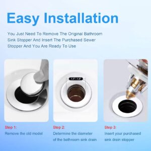 【Pack of 2】 Bathroom Sink Stopper, Plug with Sink Filter and Hair Catcher, Universal Pop Up Drain Stopper for 1.1-1.5 Inch Washbasin/Drain Holes, Replacement Drain Plug/Sink Cover/Strainer Rerdeim