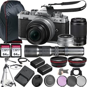 nikon zfc mirrorless camera w/nikkor z dx 16-50mm f/3.5-6.3 vr + nikkor z dx 50-250mm f/4.5-6.3 vr + 500mm f/8 focus lenses + 128gb memory + case + tripod + 3 piece filter kit + more (35pc bundle)