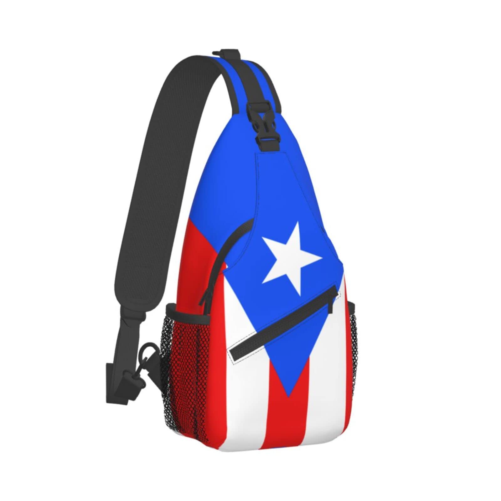 HUIOADOO Puerto Rico Flag Sling Backpack Travel Hiking Daypack Crossbody Shoulder Bag For Women Men Gift Crossbody Purse With Water Bottle