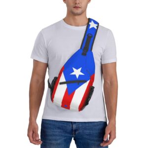 HUIOADOO Puerto Rico Flag Sling Backpack Travel Hiking Daypack Crossbody Shoulder Bag For Women Men Gift Crossbody Purse With Water Bottle