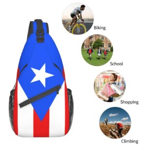 HUIOADOO Puerto Rico Flag Sling Backpack Travel Hiking Daypack Crossbody Shoulder Bag For Women Men Gift Crossbody Purse With Water Bottle