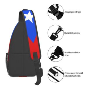 HUIOADOO Puerto Rico Flag Sling Backpack Travel Hiking Daypack Crossbody Shoulder Bag For Women Men Gift Crossbody Purse With Water Bottle